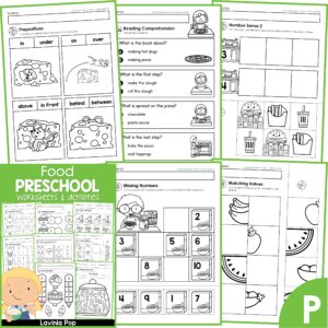 Food Preschool Worksheets and Activities No Prep