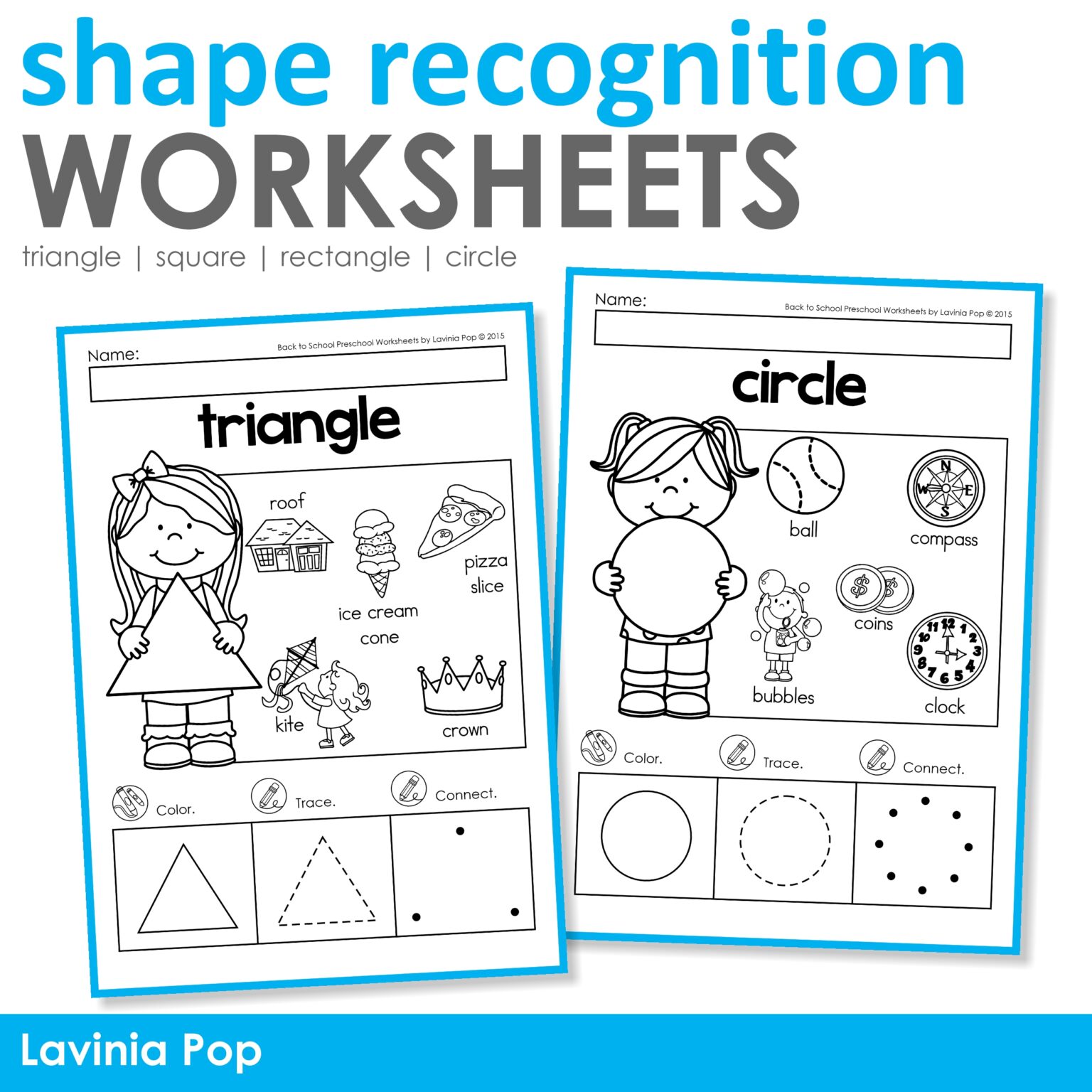 2D Shapes Worksheet for Preschool and Kindergarten