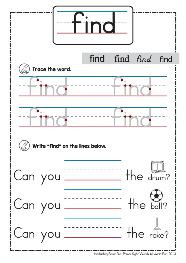 Sight Words Handwriting Tracing Book