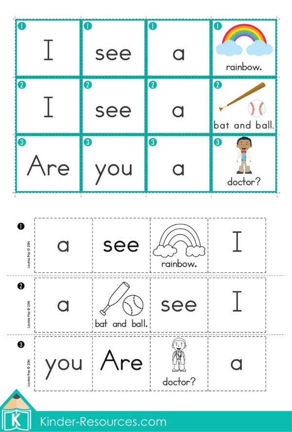 Sight Words Build a Sentence Center Activity