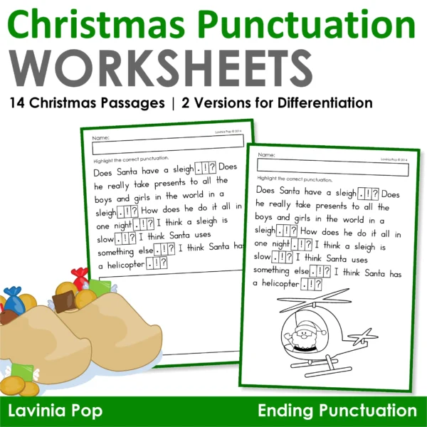 Christmas Punctuation Worksheets Ending Punctuation Practice