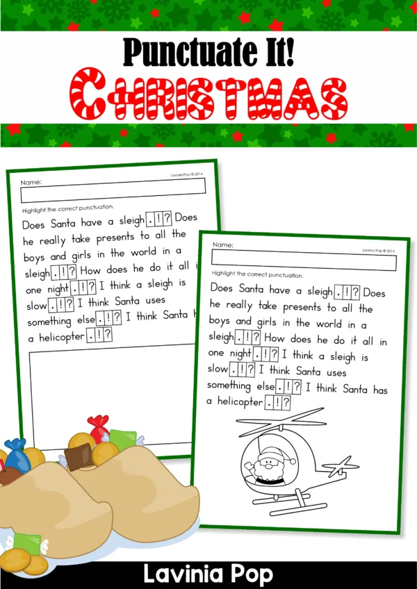 Christmas Punctuation Worksheets Ending Punctuation Practice