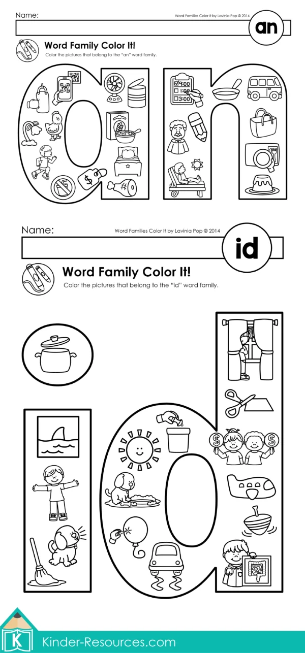 Word Families Color It Coloring Pages