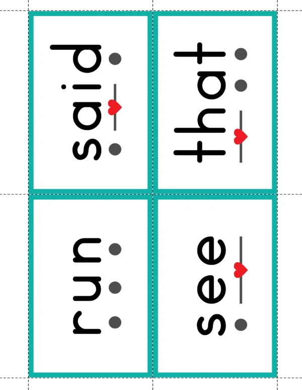 Heart Word Flashcards Pre-Primer Sight Words SoR Aligned