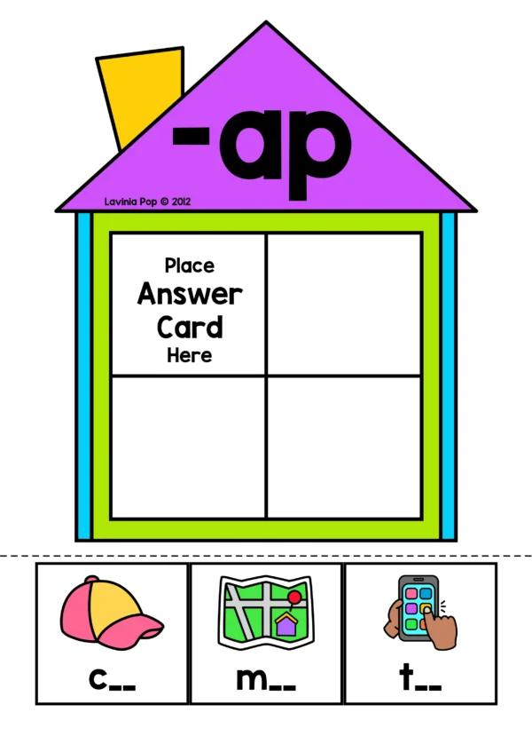 CVC Word Family Houses Sorting Activity