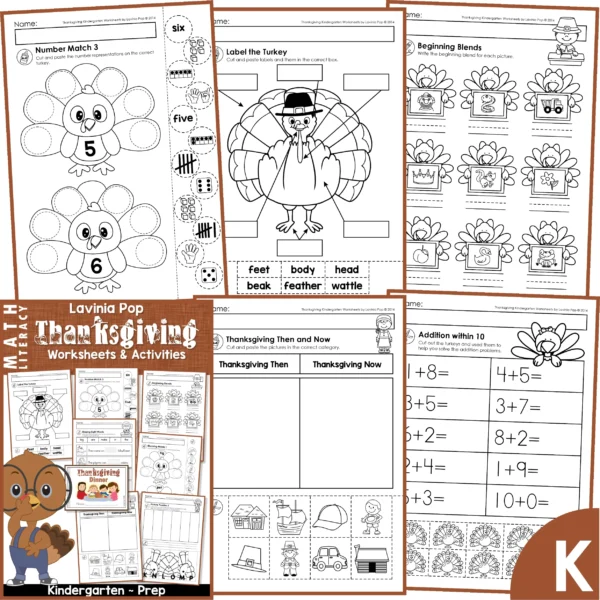 Thanksgiving Kindergarten Worksheets and Activities No Prep