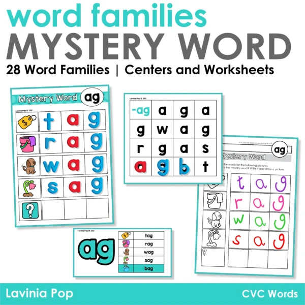 CVC Mystery Word Mats for Word Families