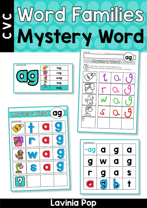 CVC Mystery Word Mats for Word Families