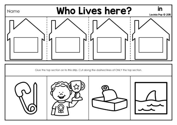 Who Lives Here CVC Word Families Lift the Flap Activity
