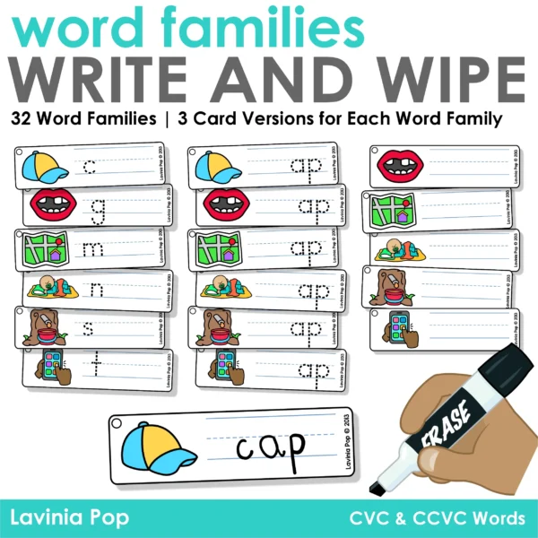 Word Family Write and Wipe Cards