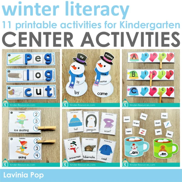 Winter Literacy Centers for Kindergarten | Morning Tubs / Bins