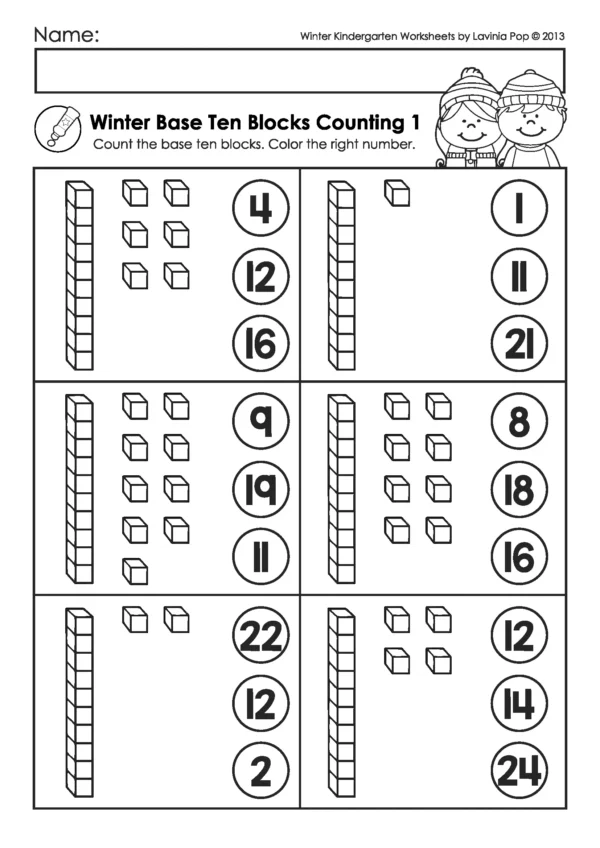 Winter Kindergarten Math Worksheets and Activities No Prep