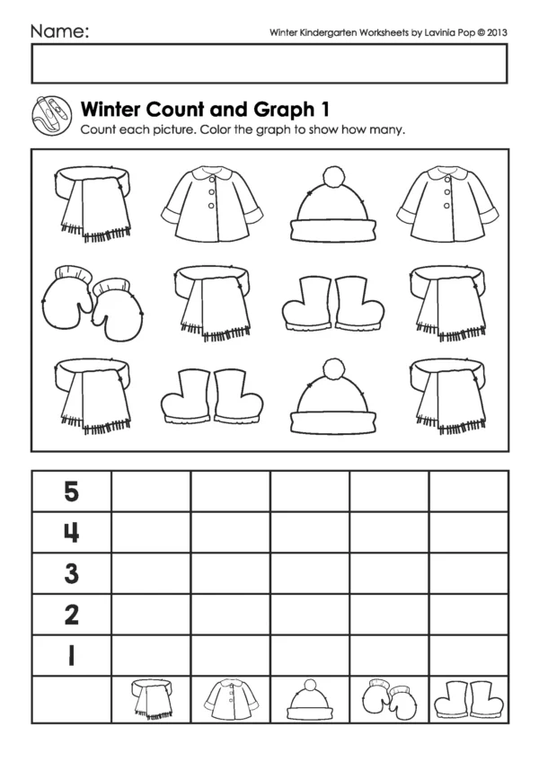 Winter Kindergarten Math Worksheets and Activities No Prep