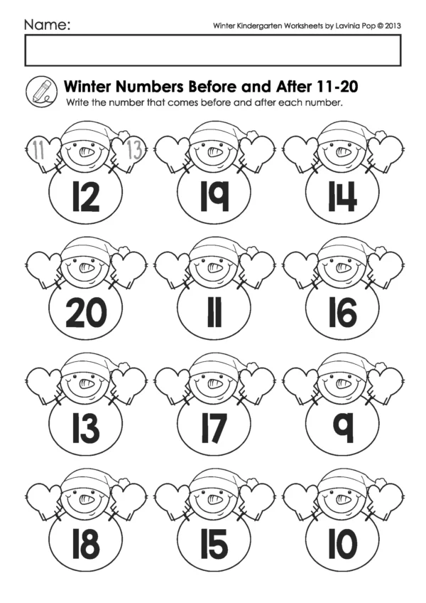 Winter Kindergarten Math Worksheets and Activities No Prep