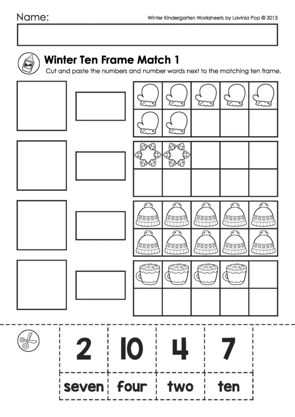 Winter Kindergarten Math Worksheets and Activities No Prep
