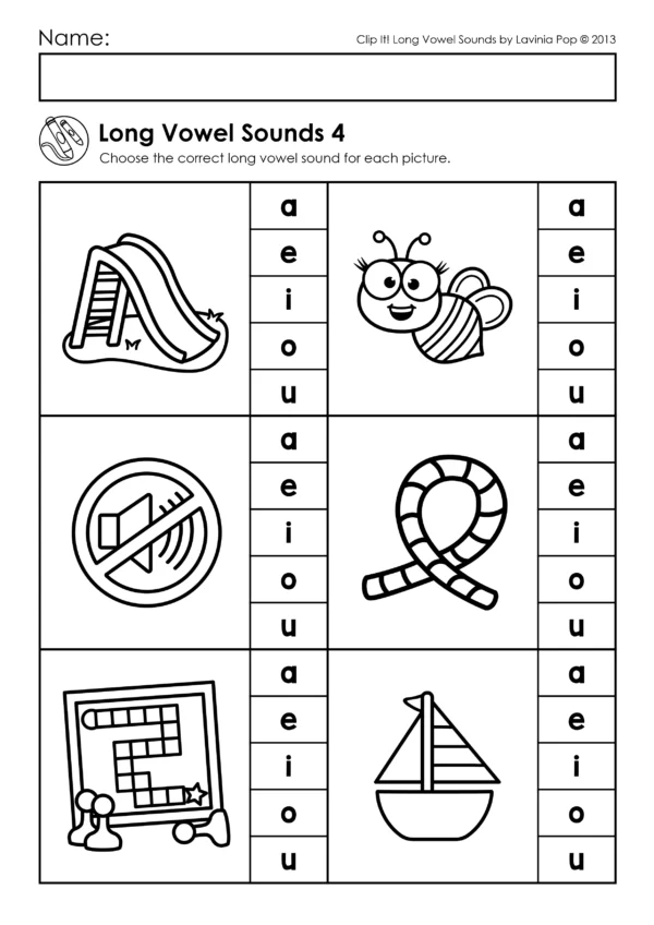Long Vowel Sounds Clip Cards and Worksheets