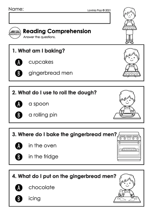 Gingerbread Preschool Worksheets and Activities No Prep