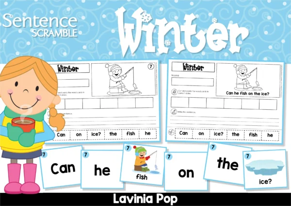 Sentence Scramble Pocket Chart Activity: Winter