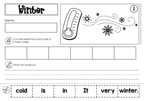 Sentence Scramble Pocket Chart Activity: Winter