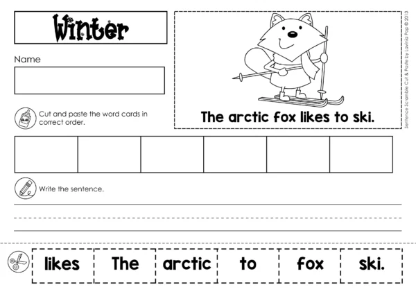 Sentence Scramble Pocket Chart Activity: Winter