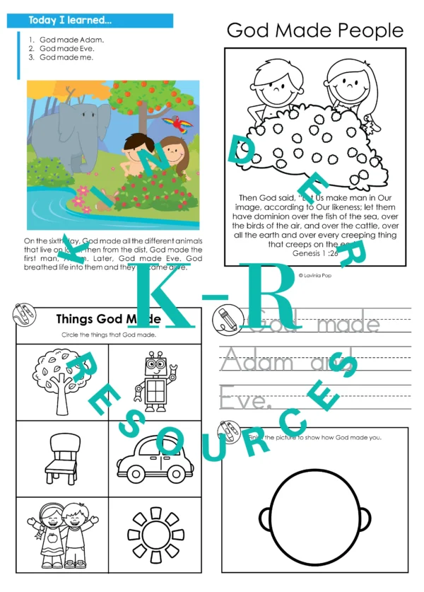 Creation Day 6 Preschool Bible Lesson God Made People