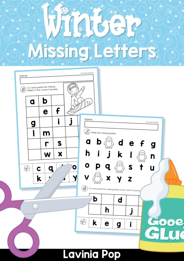 Winter Alphabet Cut and Paste Worksheets