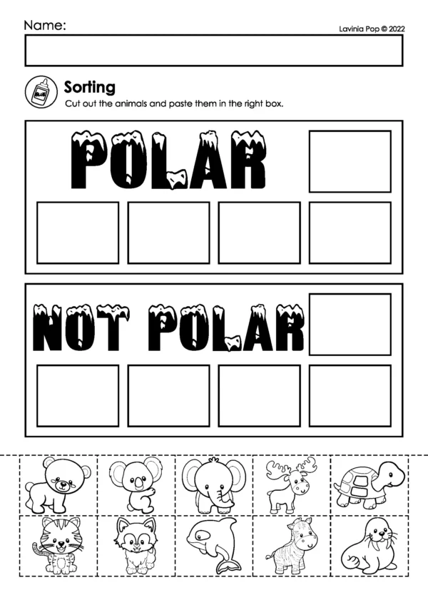 Polar Animals Preschool and Kindergarten Worksheets