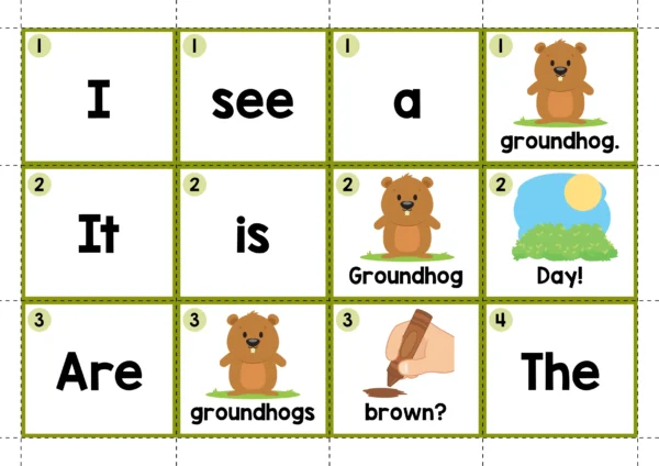 Groundhog Day Sentence Scramble Activities