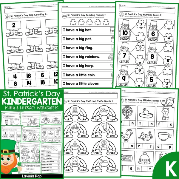 St. Patrick's Day Kindergarten Worksheets and Activities No Prep