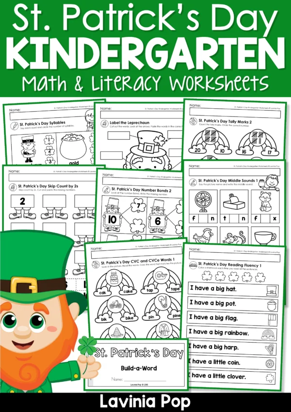 St. Patrick's Day Kindergarten Worksheets and Activities No Prep
