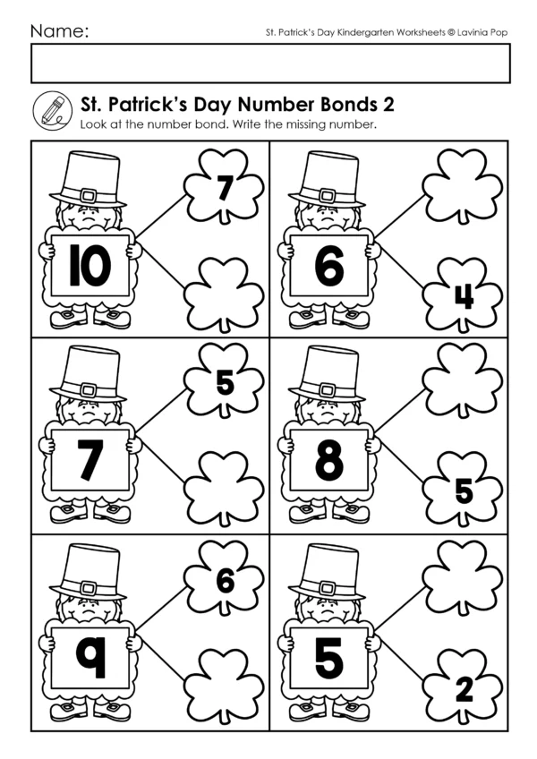 St. Patrick's Day Kindergarten Worksheets and Activities No Prep