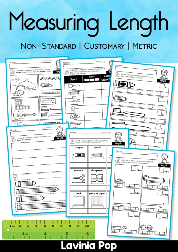 Measuring Length Worksheets: Non-Standard | Customary | Metric