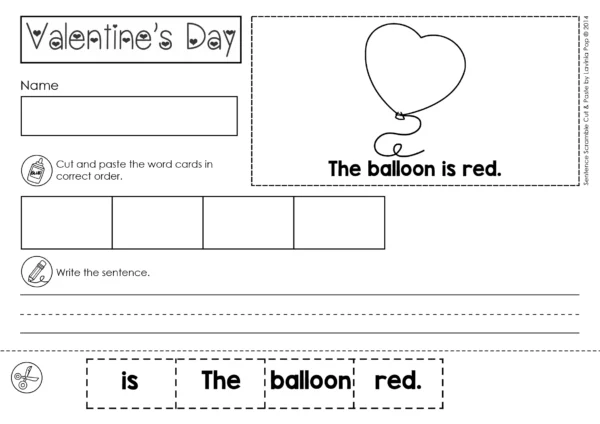 Sentence Scramble Activity Valentine's Day