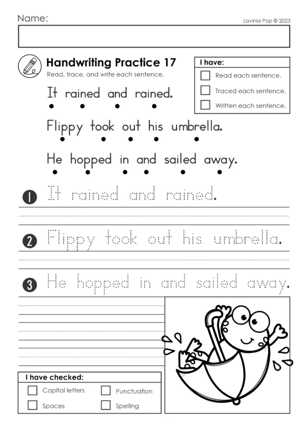 Spring Read Trace Write Sentence Writing Worksheets