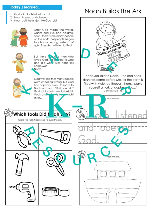 Noah Builds the Ark Preschool Bible Lesson