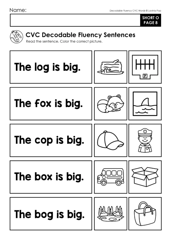 CVC Decodable Fluency Sentences