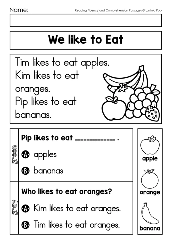 Reading Fluency and Comprehension Passages