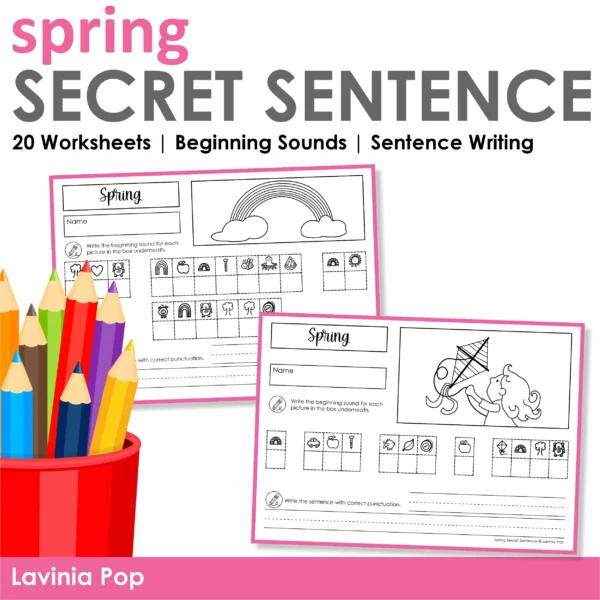 Spring Secret Sentences Beginning Sounds Worksheets