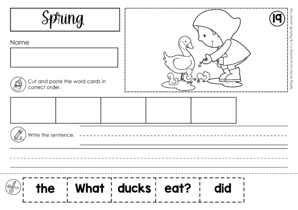 Spring Sentence Building Activities for Kindergarten