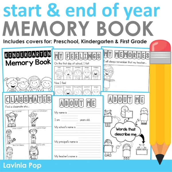 School Memory Book for Preschool Kindergarten First Grade