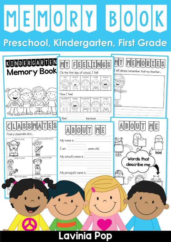 School Memory Book for Preschool Kindergarten First Grade