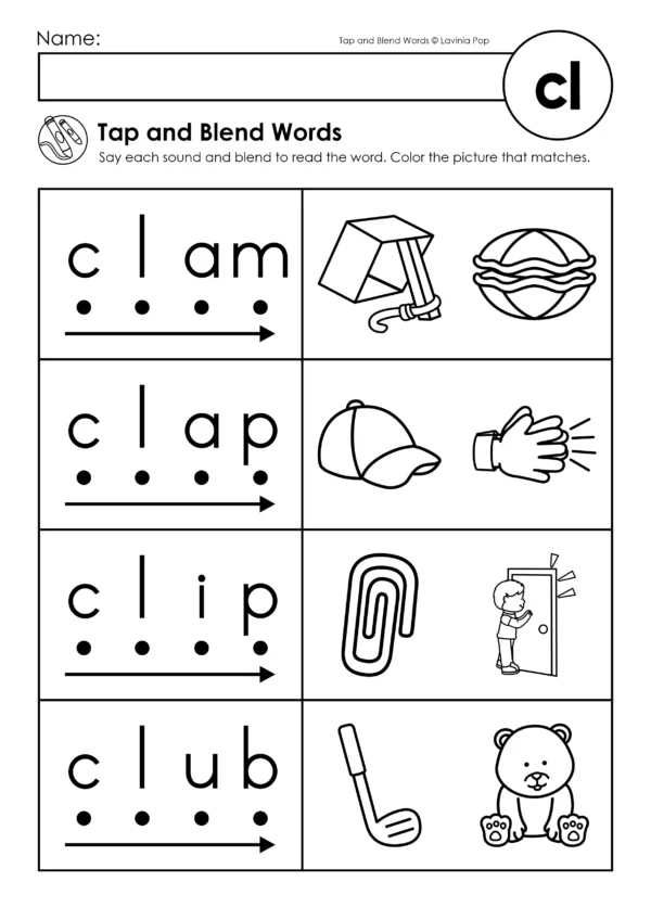 Beginning and Ending Blends Worksheets