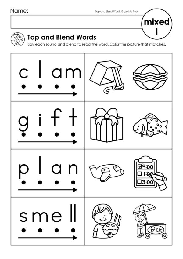 Beginning and Ending Blends Worksheets