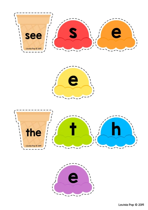 FREE Summer Ice Cream Sight Word Spelling Activity