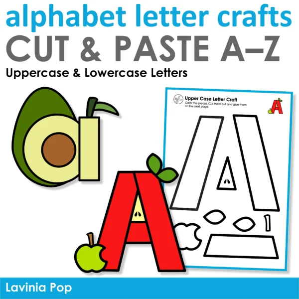 Alphabet Cut and Paste Crafts Uppercase and Lowercase A–Z