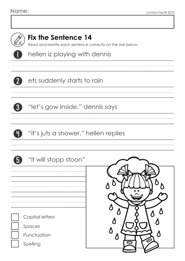Spring Sentence Editing Worksheets