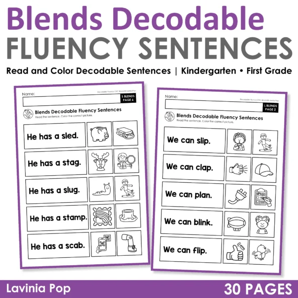 Beginning Blends Decodable Fluency Sentences