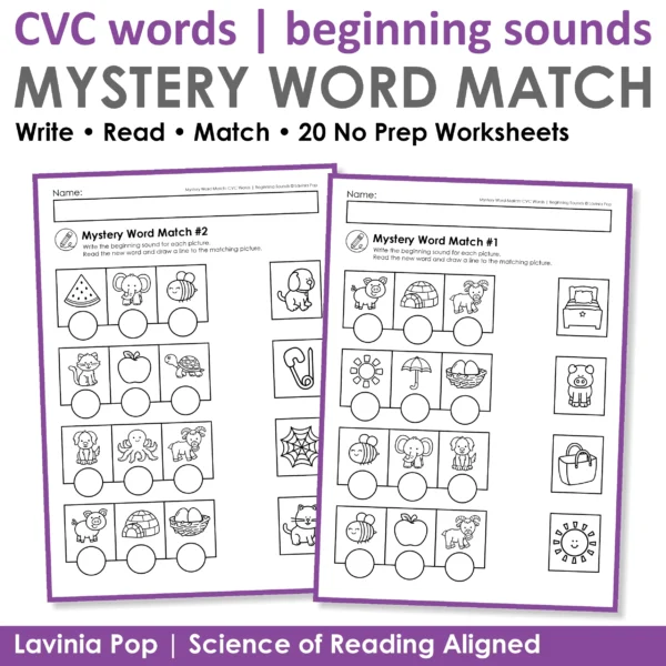 CVC Words Beginning Sounds Worksheets